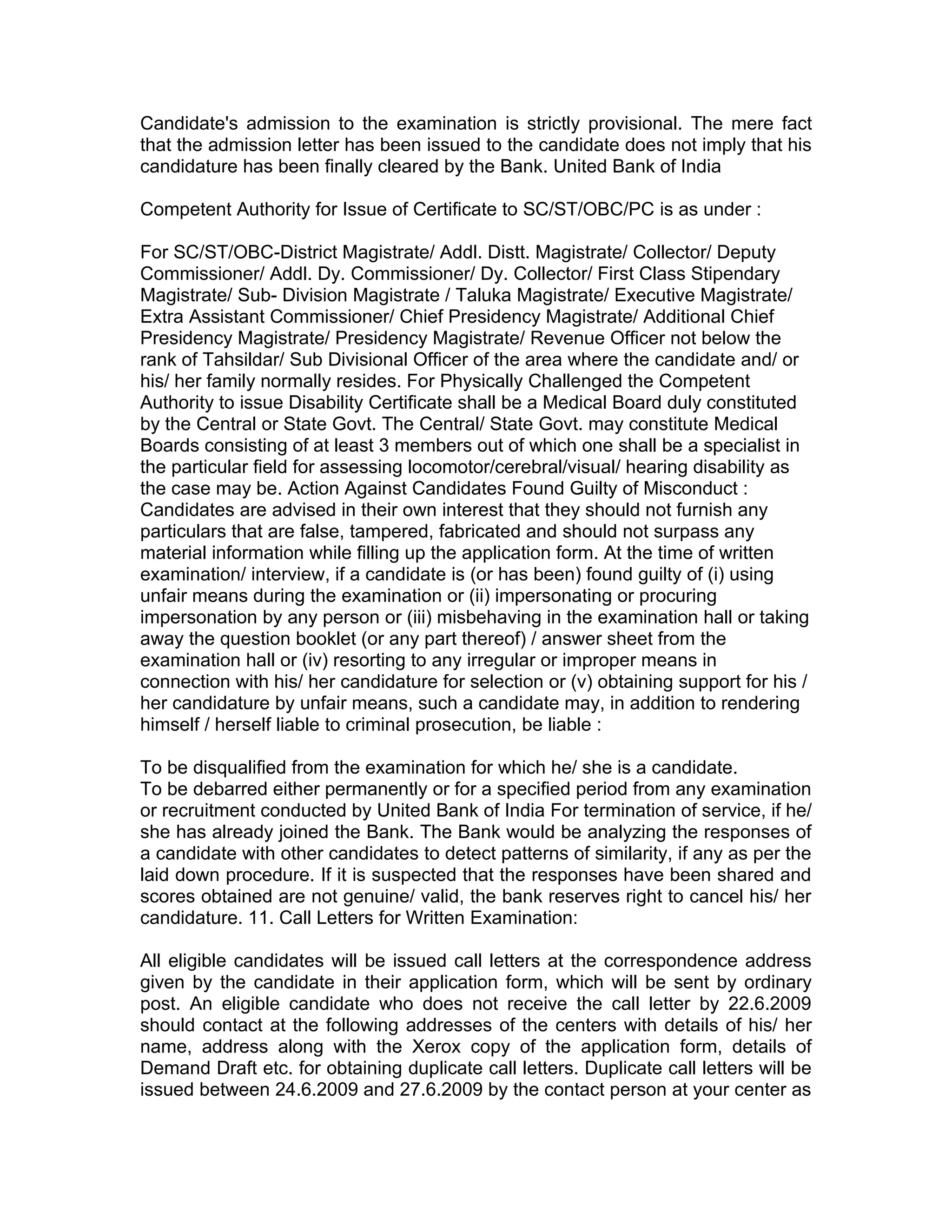 UBI recruitment notification | DOC | Ear, Nose and Throat Conditions ...