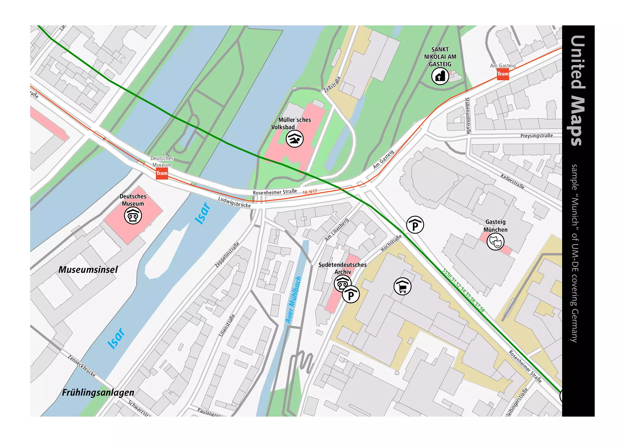 United Maps - Pedestrian Map, Large Scale Samples Munich | PPT
