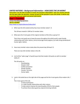 United Nations Questions | DOC