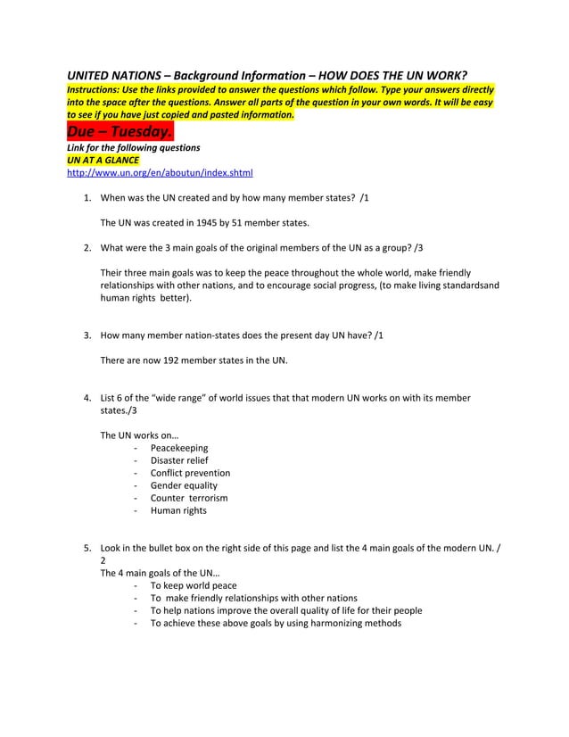 United Nations Questions | DOC