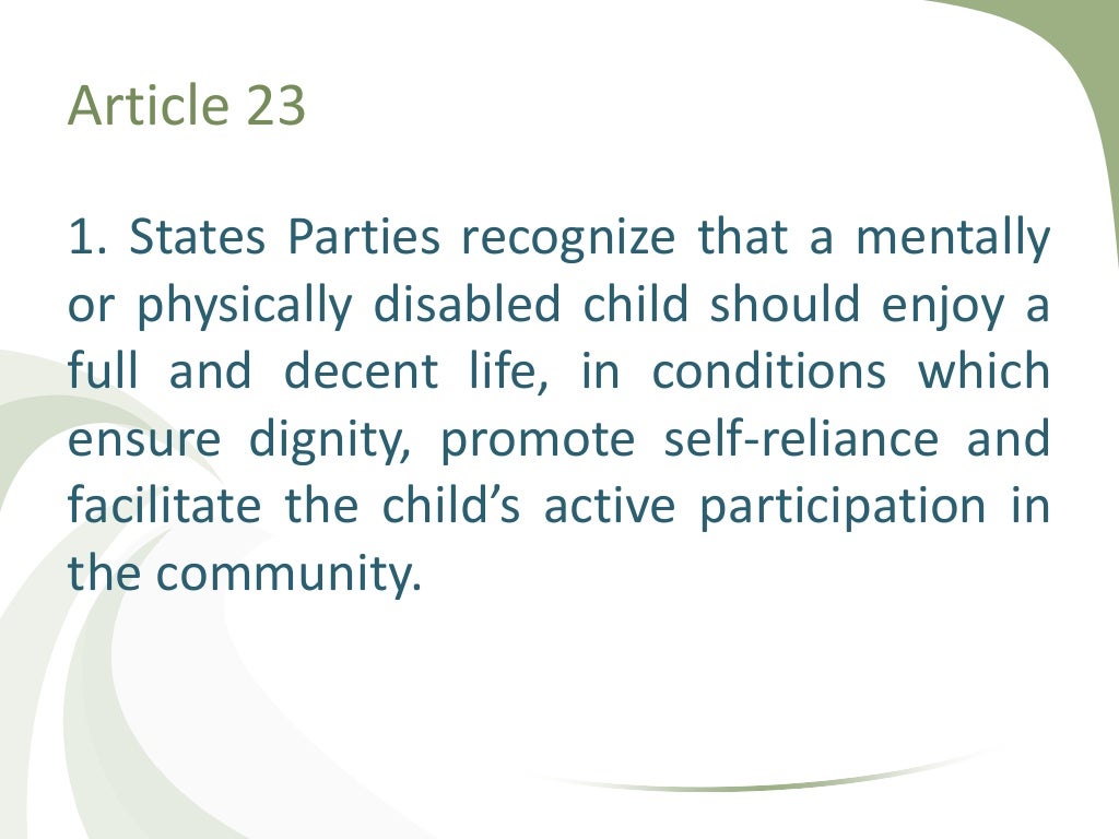 UN Convention on the rights of Child Article 23