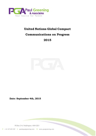 United Nations Global Compact - COP 2015. Paul Greening & Associates | PDF
