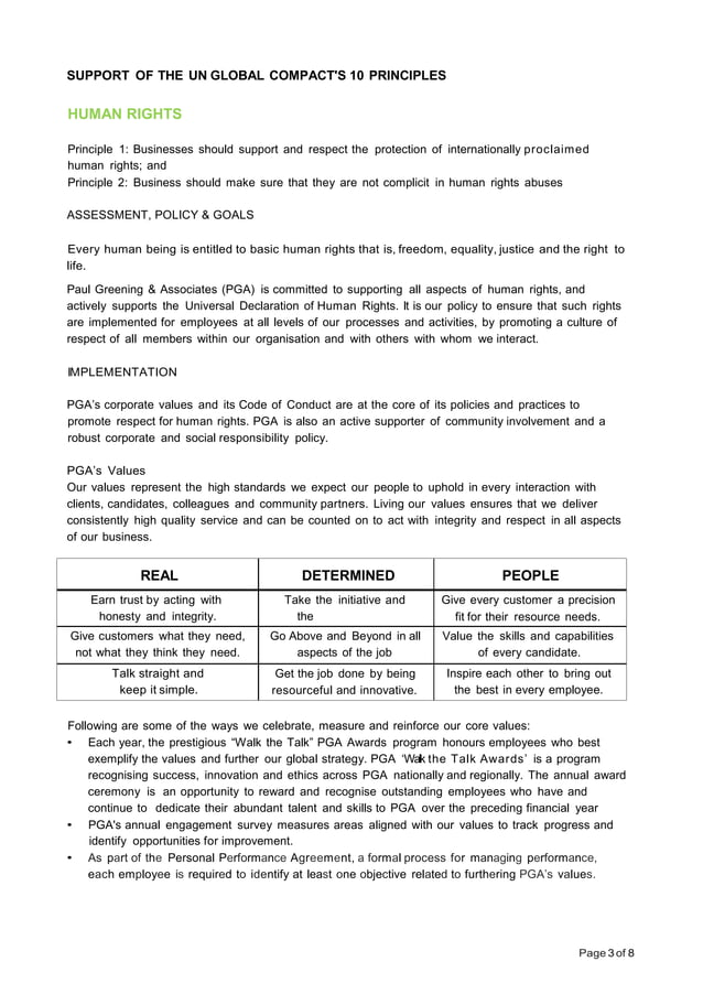 United Nations Global Compact - COP 2015. Paul Greening & Associates | PDF