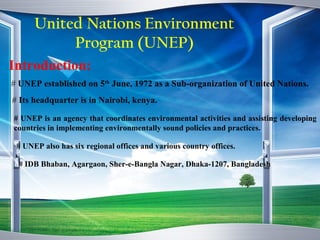 United Nations Environment Program (UNEP)- Arifuzzaman Arif | PPT