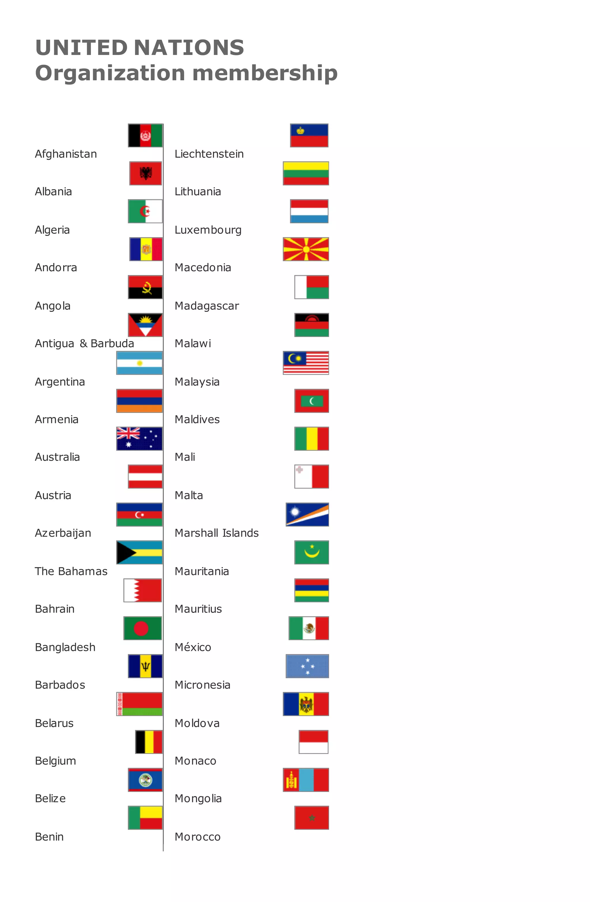 United nations flags | DOCX