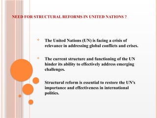 United Nations Reforms in the Emerging International Scenario | PPTX