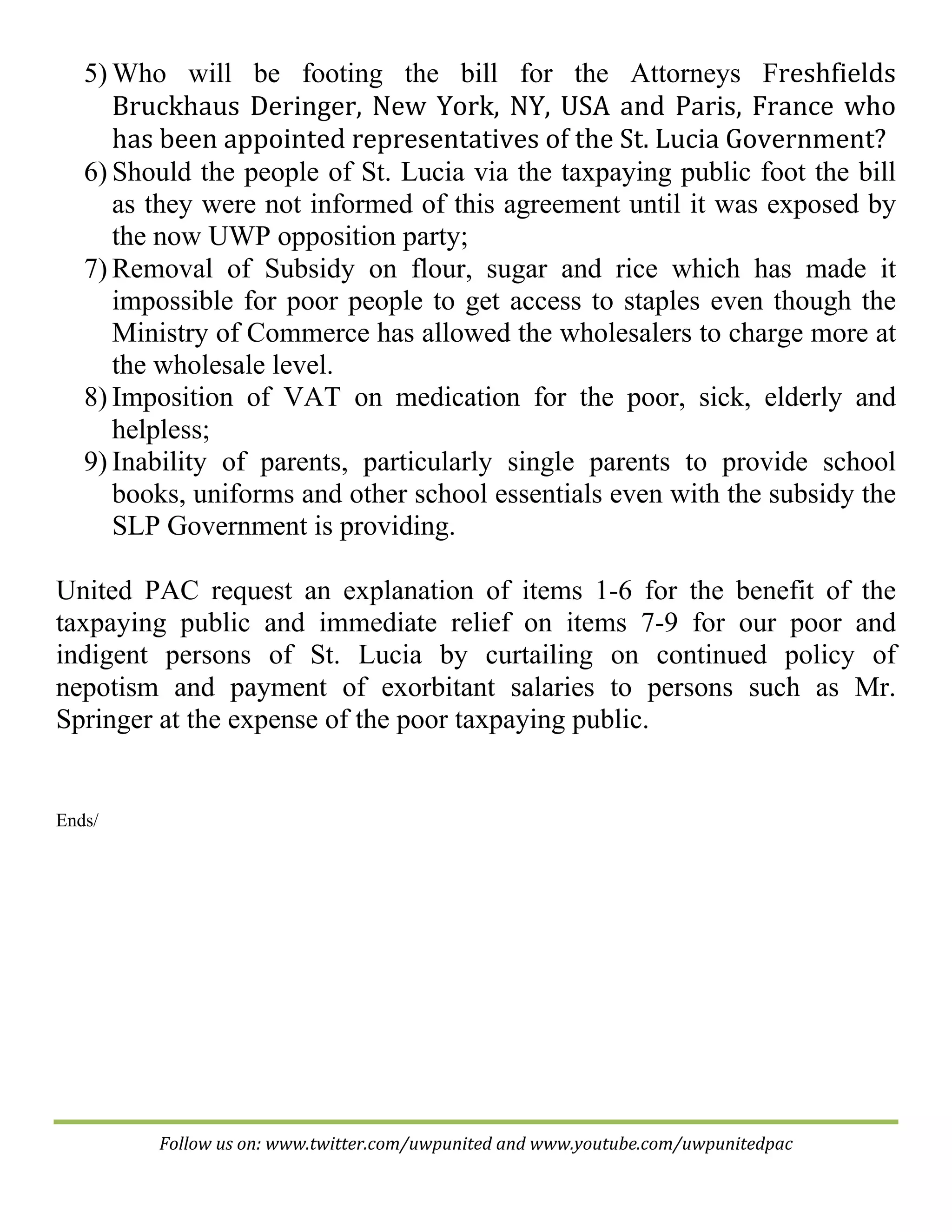 United pac press statement - Winston Springer | PDF | Political Issues ...