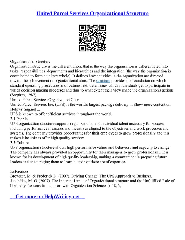 United Parcel Services Organizational Structure | PDF | Logistics and ...