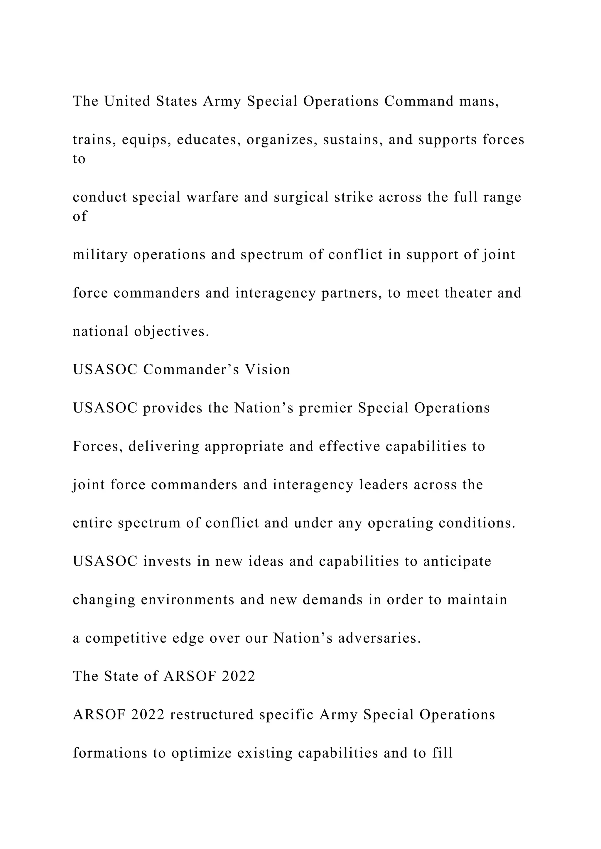 UNITED STATES ARMY SPECIAL OPERATIONS COMMAND USASOC.docx