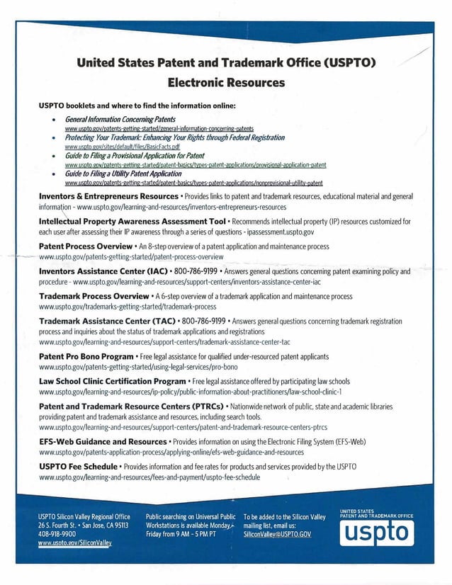 General Info Concerning Patents & Protecting Your Trademark [USPTO] | PDF