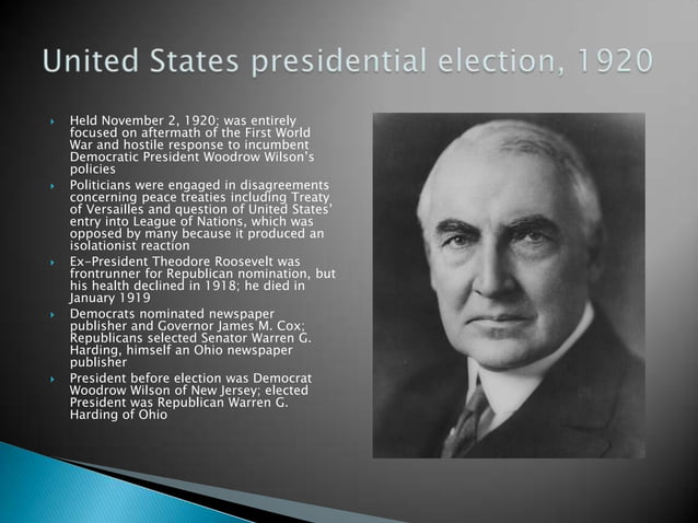 United States presidential elections of 1860-1928 | PPT