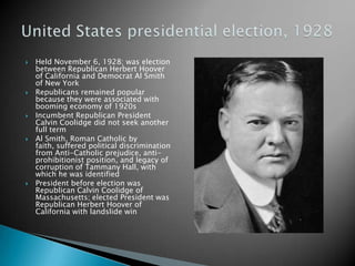 United States presidential elections of 1860-1928 | PPT