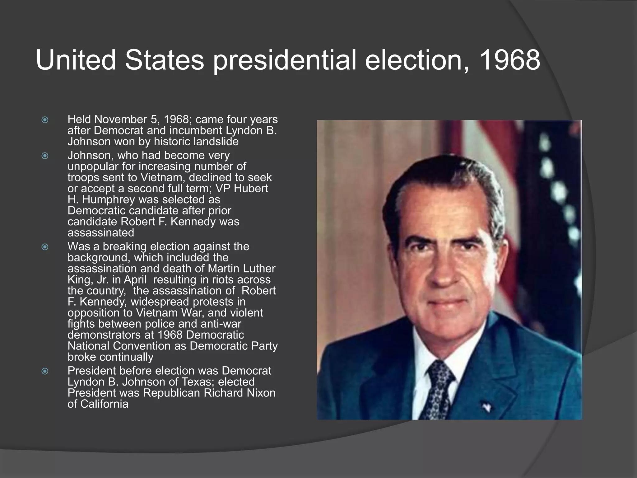 United States presidential elections of 1968-2012 | PPT