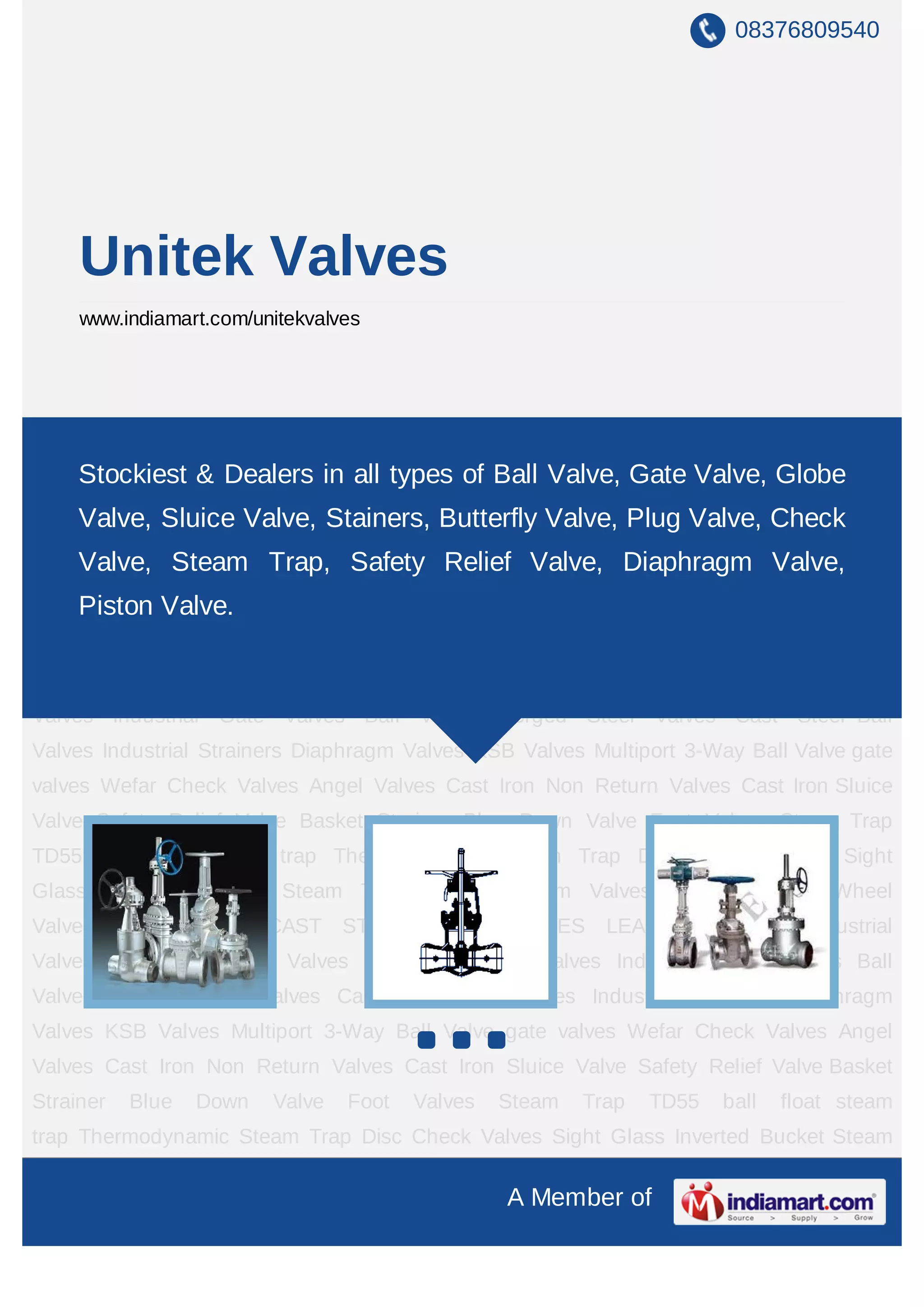 Unitek Valves, Mumbai, Industrial Valves & Pipes Fittings | PDF