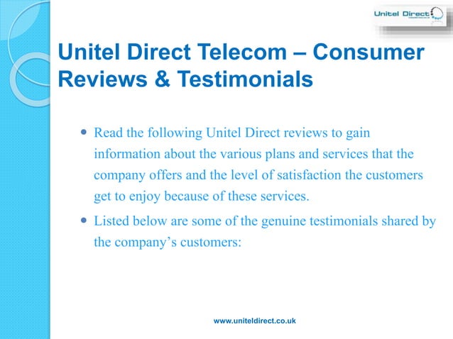 Unitel direct business telecoms and broadband services | PPT