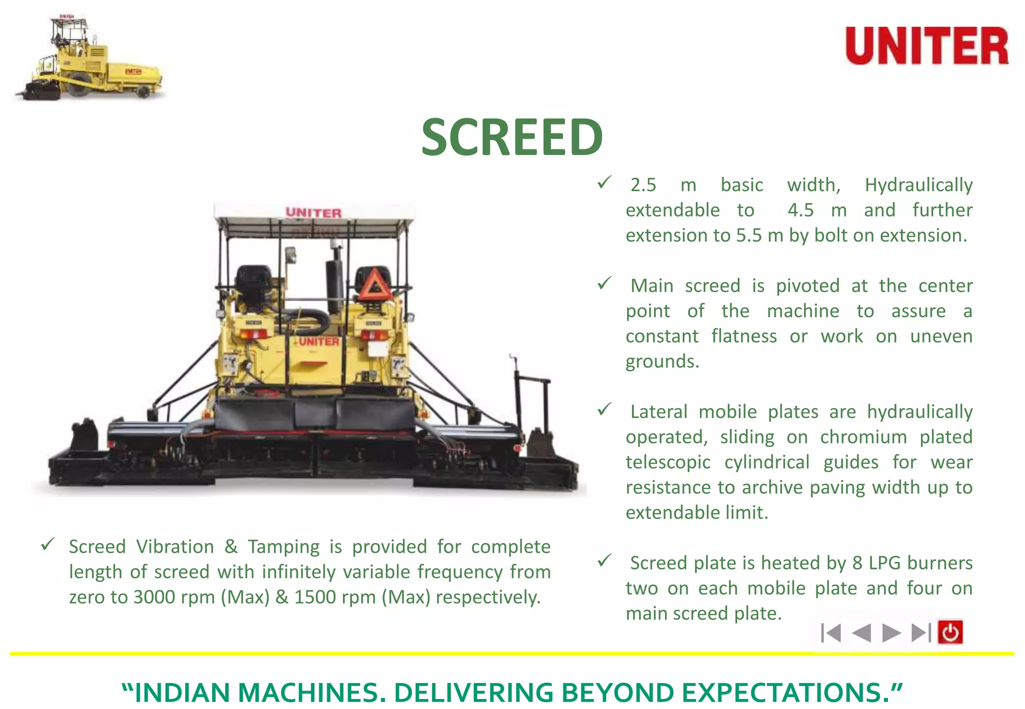 Uniter sensor paver finisher machine model vp 05 presentation | PPT