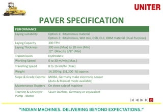 Uniter sensor paver finisher machine model vp 05 presentation | PPT