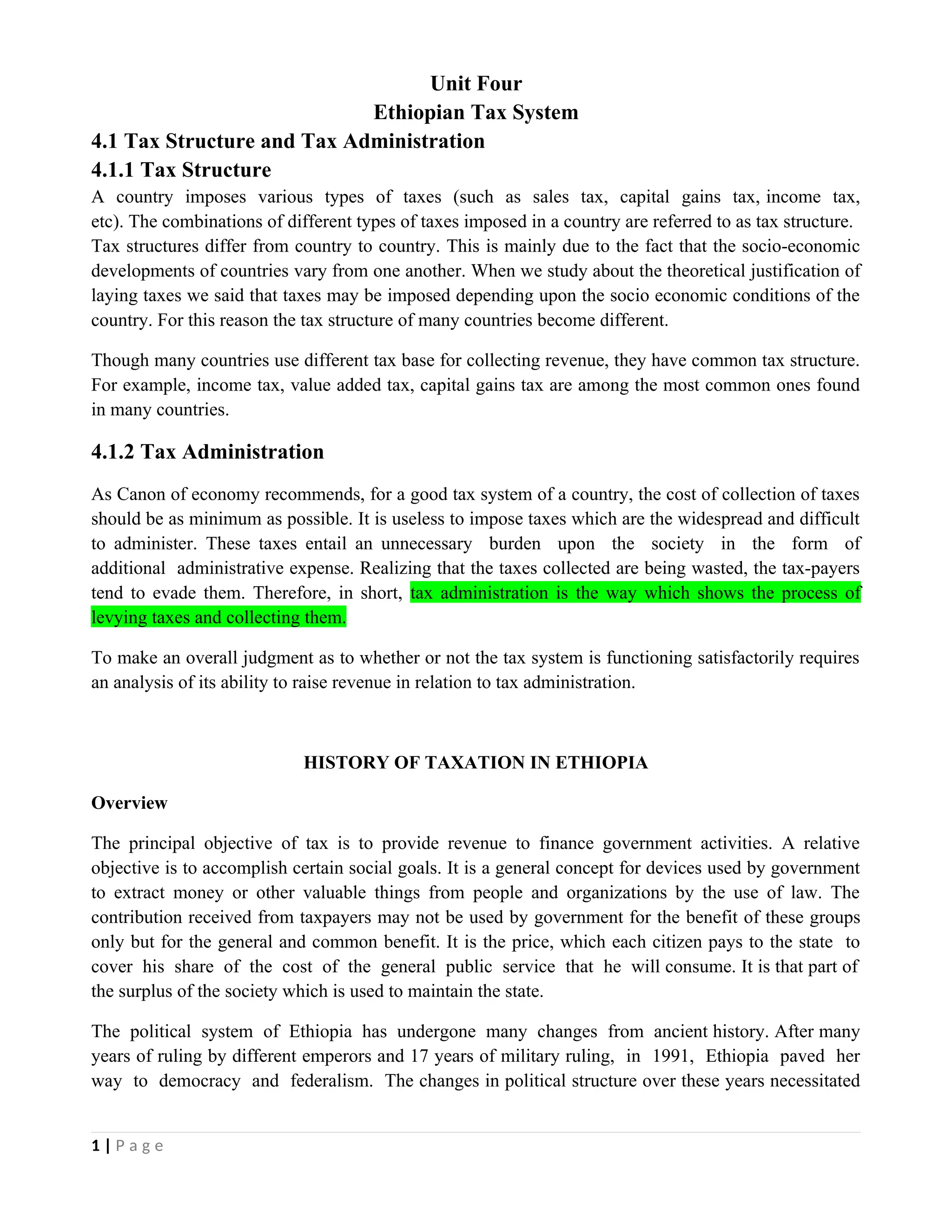 Tax administration and supervision for accounting | DOCX