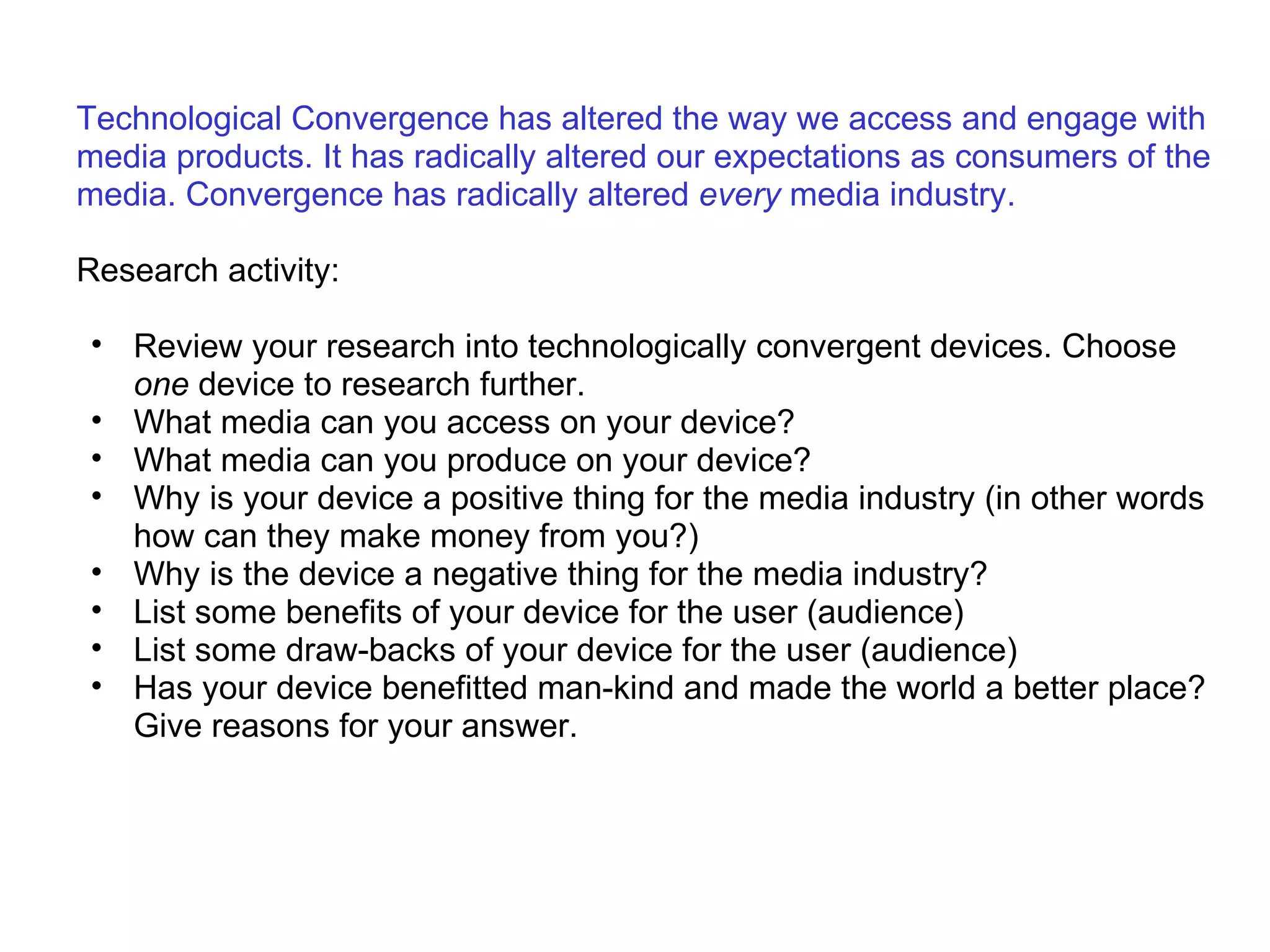 Unit g322 technological_convergence | PPT | Free Download