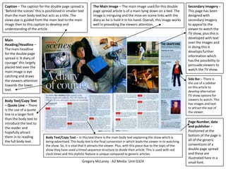 Analysis of Double Page Articles for TV Shows | PPT