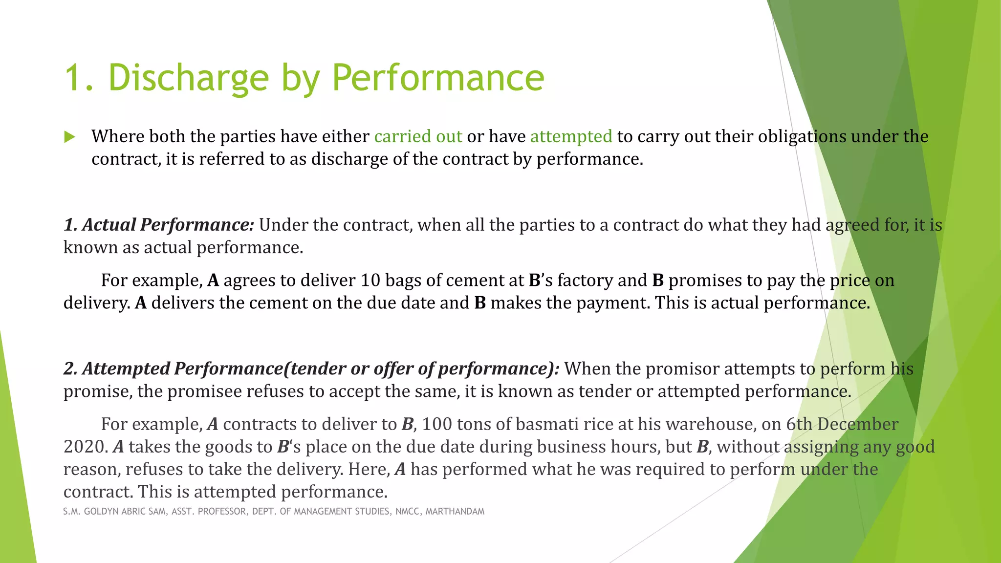 Discharge of Contracts | PPTX