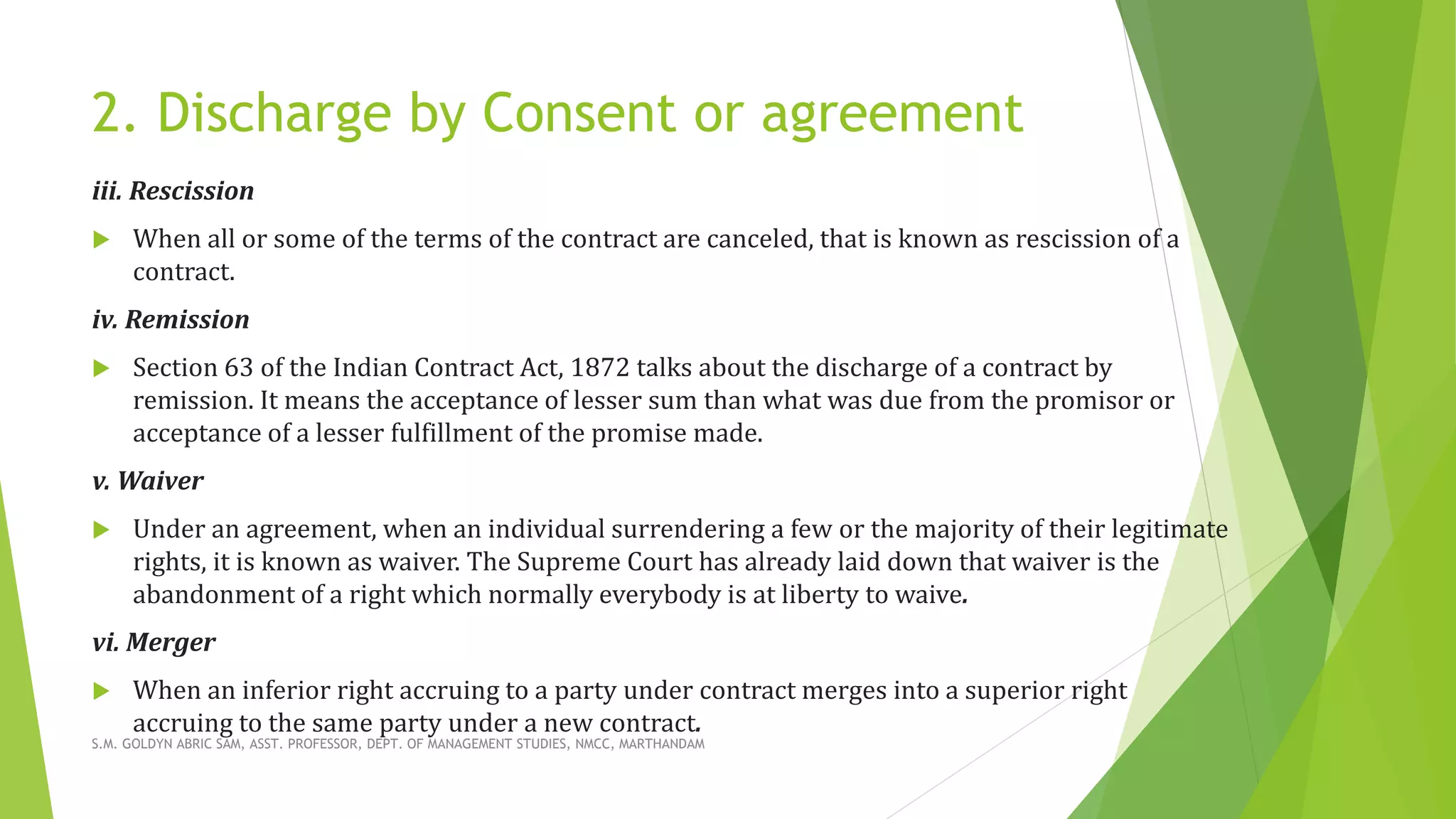 Discharge of Contracts | PPTX