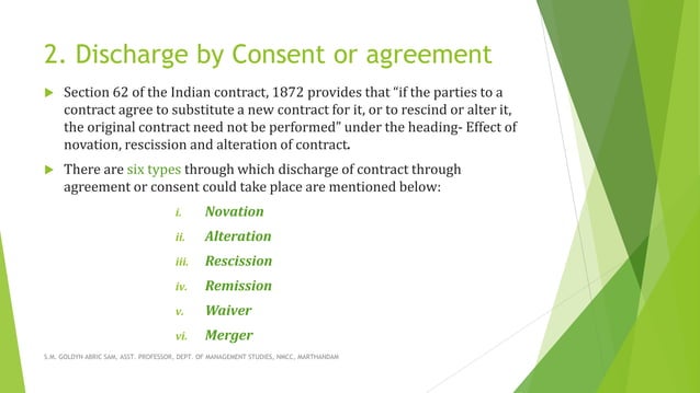 Discharge of Contracts | PPTX | Law
