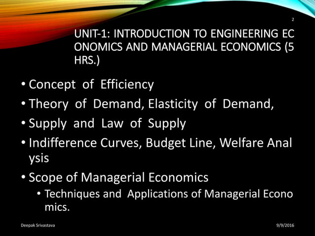 Notes on Engineering Economics Unit I | PPTX | Commodities | Economy