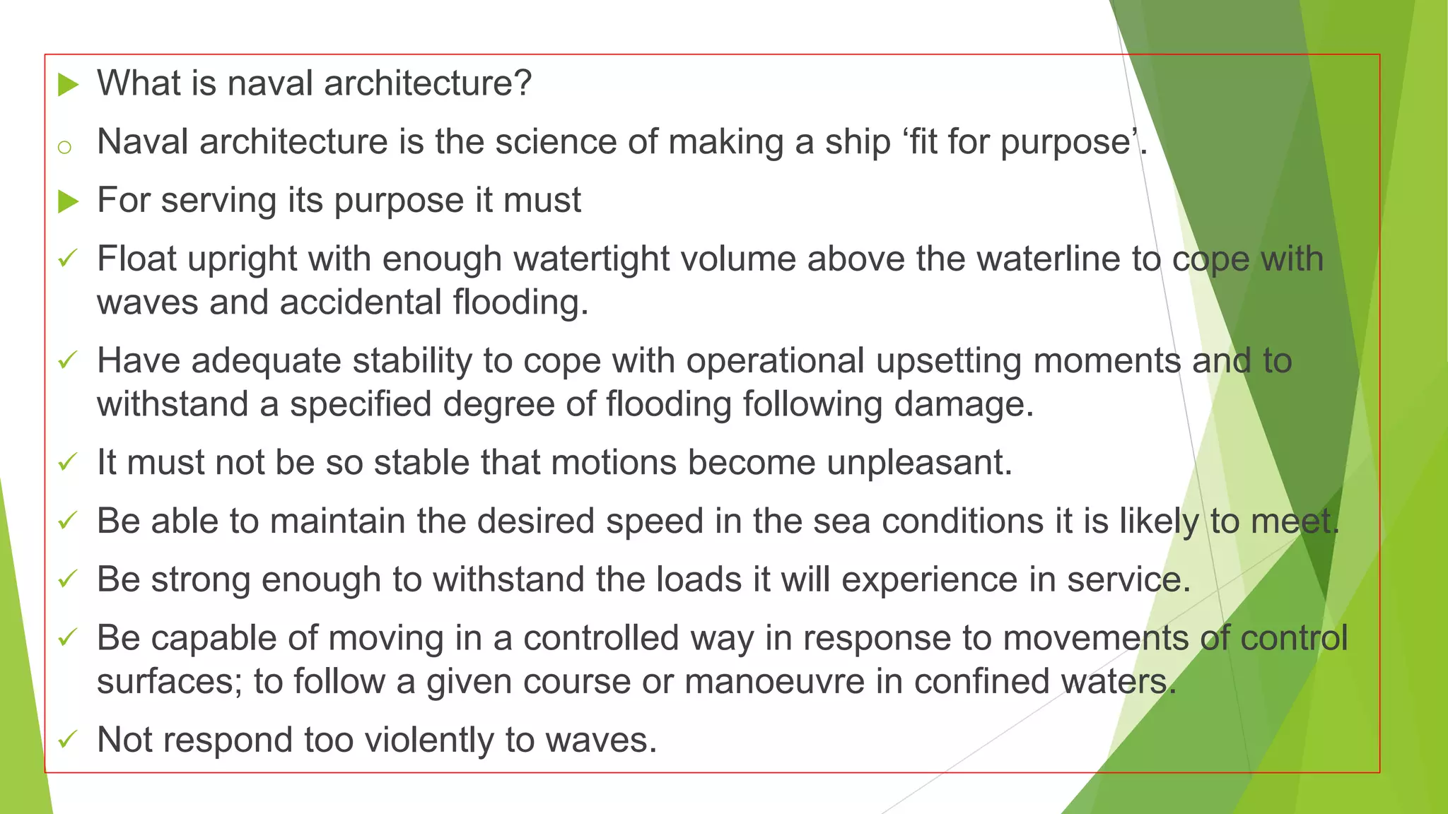 NAVAL ARCHITECTURE- GEOMETRY OF SHIP | PPTX