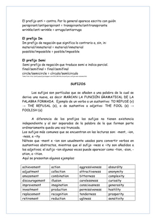 Unit I. La palabra y su morfología | PDF
