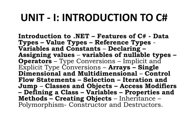 PROGRAMMING USING C#.NET SARASWATHI RAMALINGAM | PPT