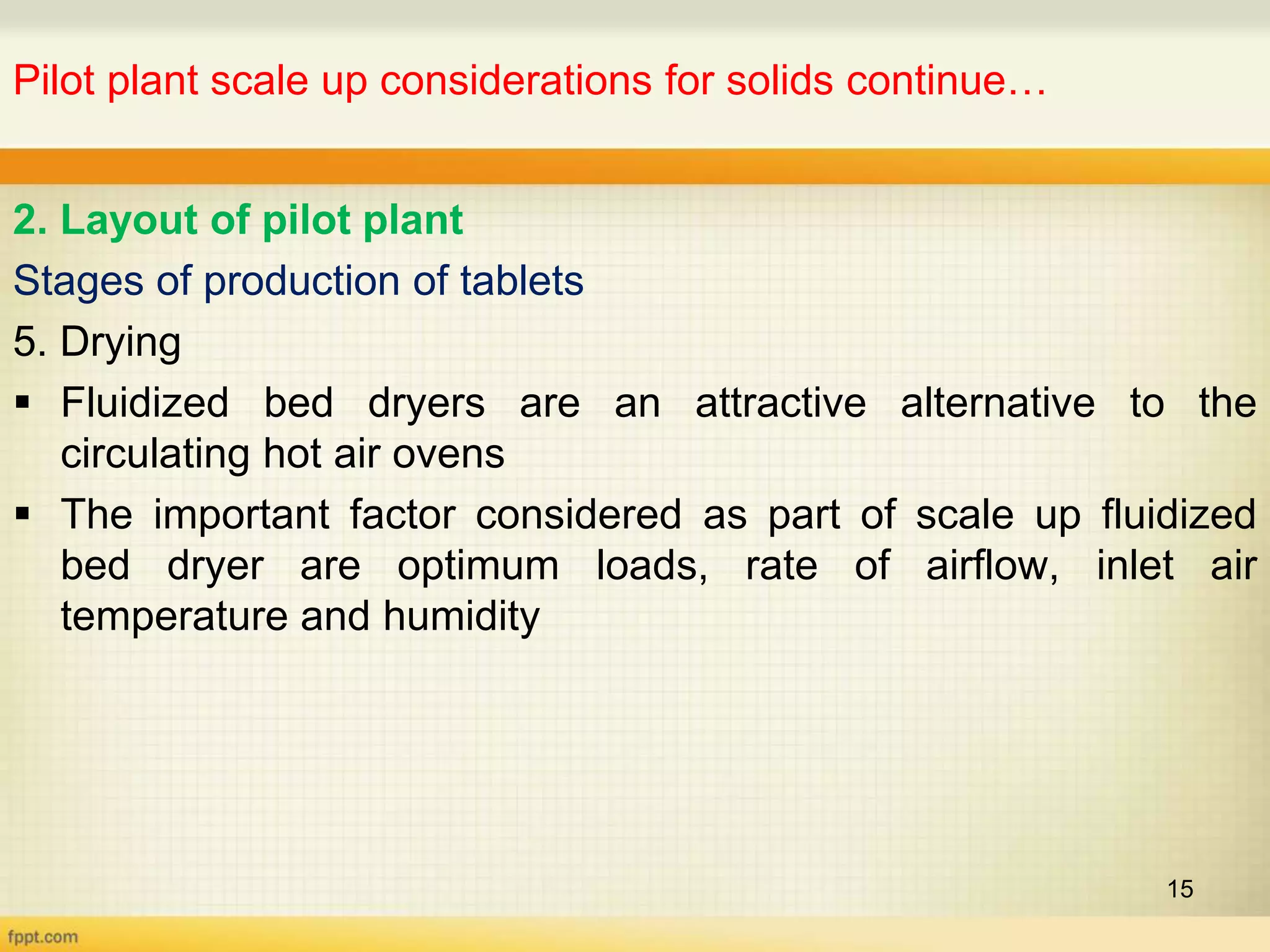 Pilot plant and scale up considerations for solids | PPT