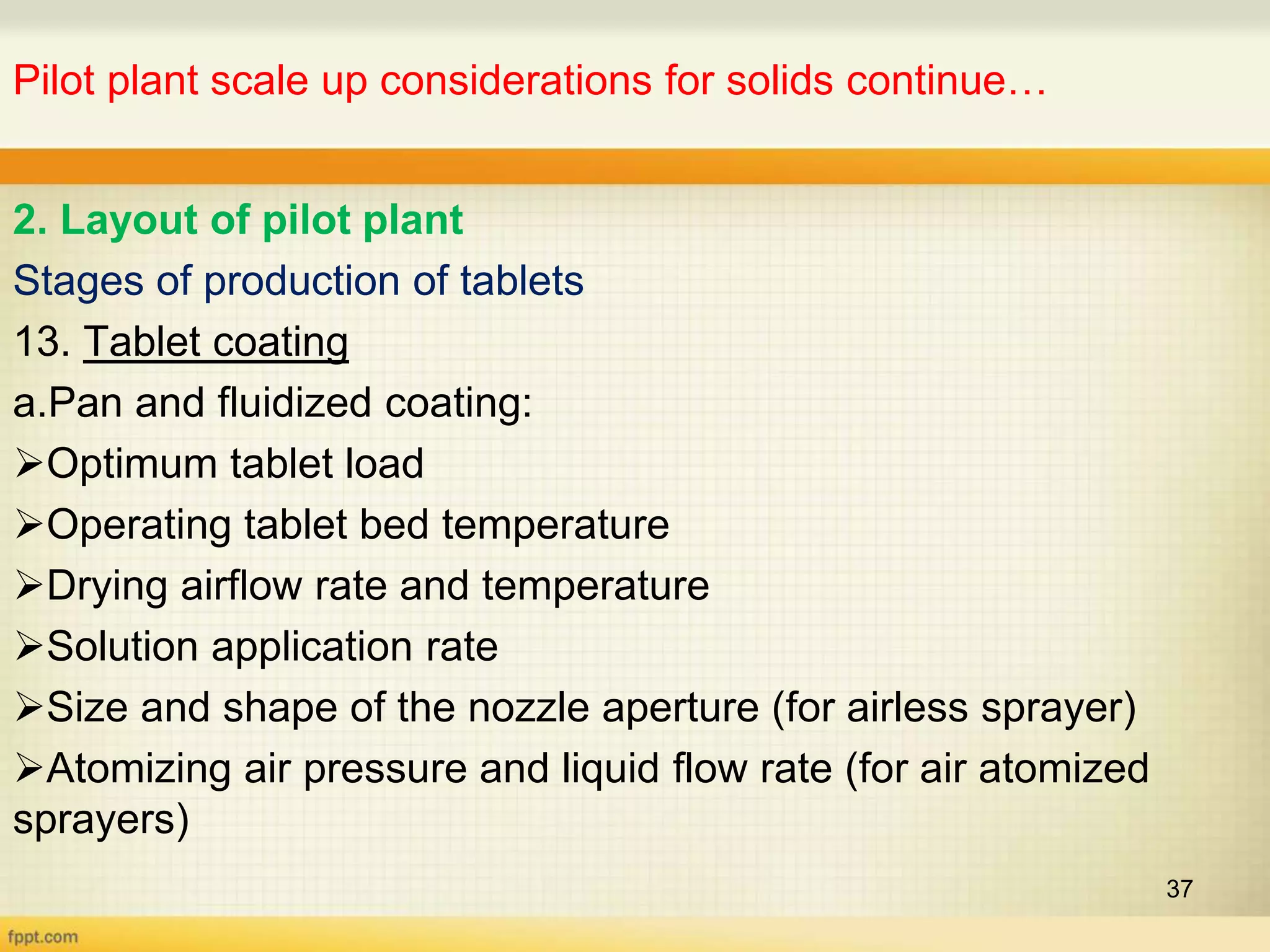 Pilot plant and scale up considerations for solids | PPT