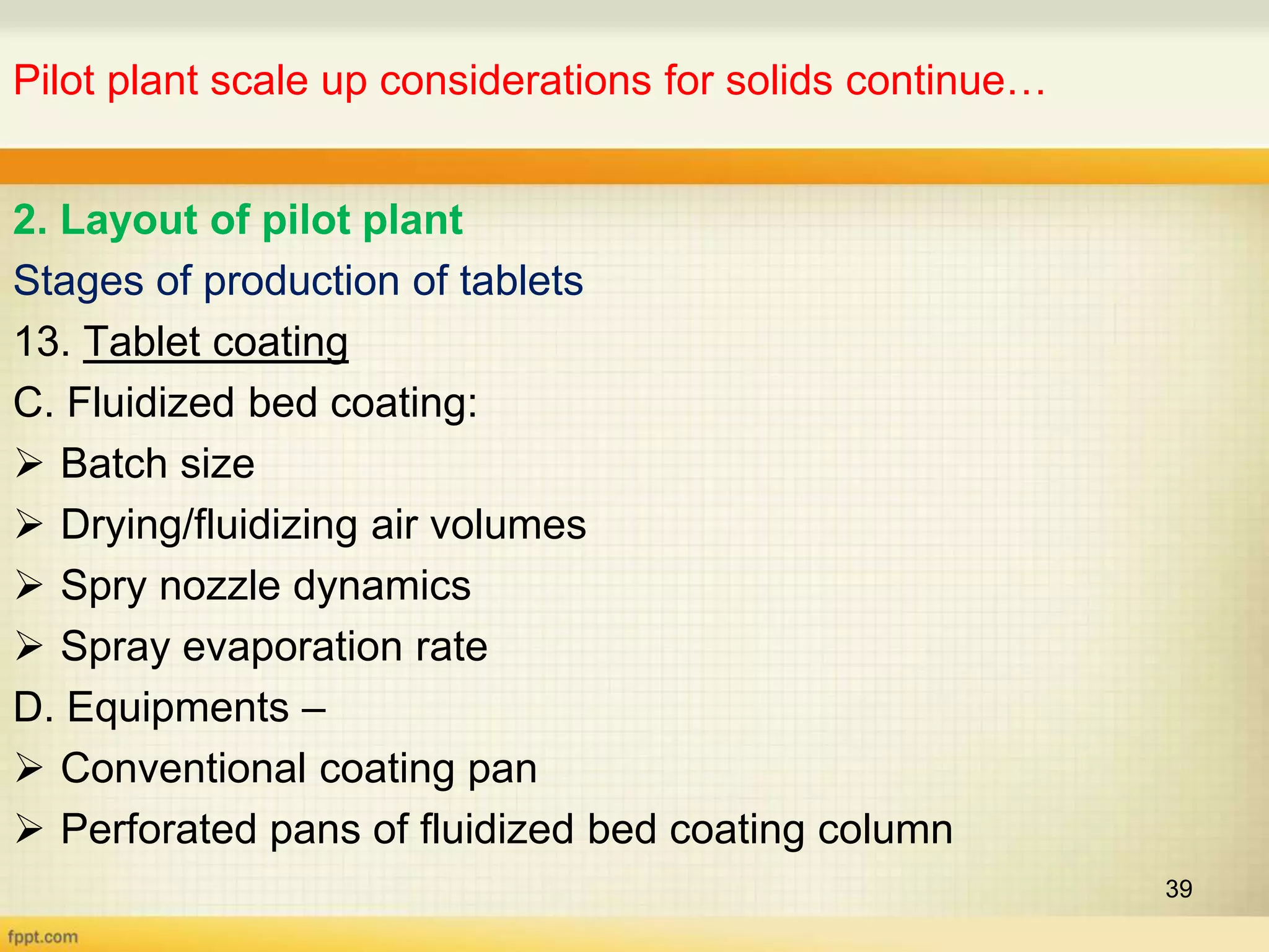 Pilot plant and scale up considerations for solids | PPT