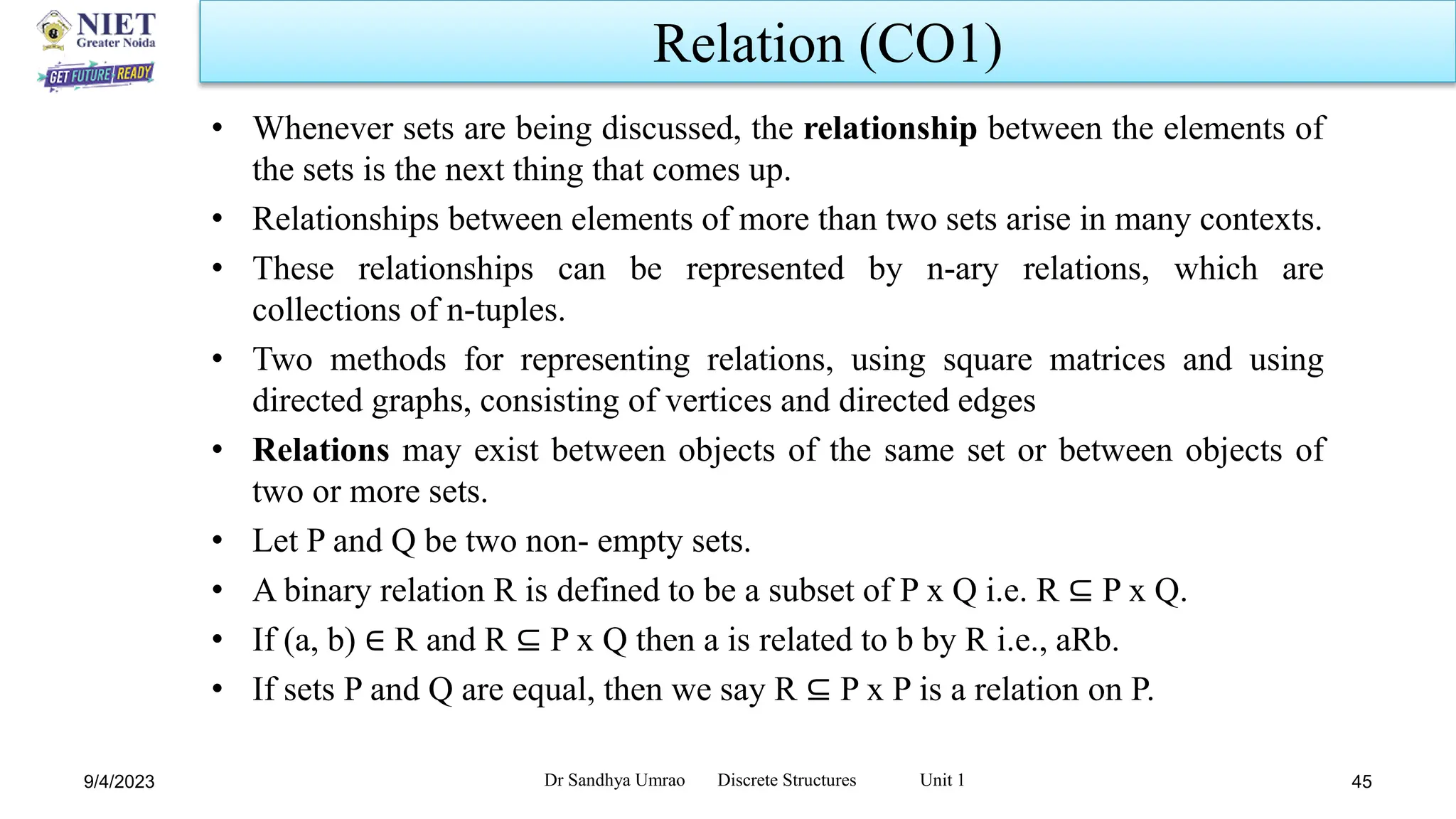 Set Theory, Relations,Functions (Discrete Structures) | PDF