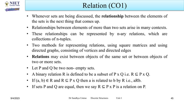 Set Theory, Relations,Functions (Discrete Structures) | PDF
