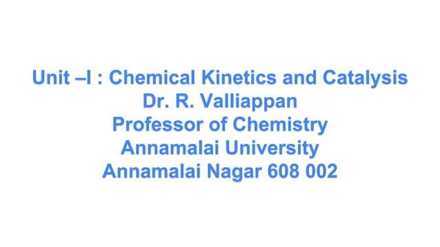 Chemical Kinetics and Catalysis -Absolute Reaction Rate Theory in ...