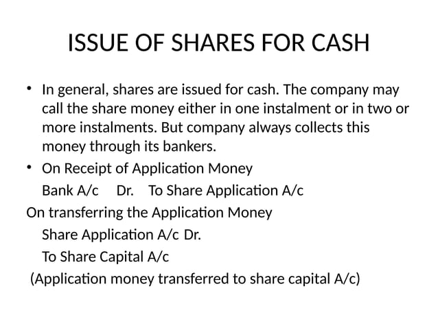 Corporate Accouning Issue of Shares unit I.pptx | Stocks and Bonds ...