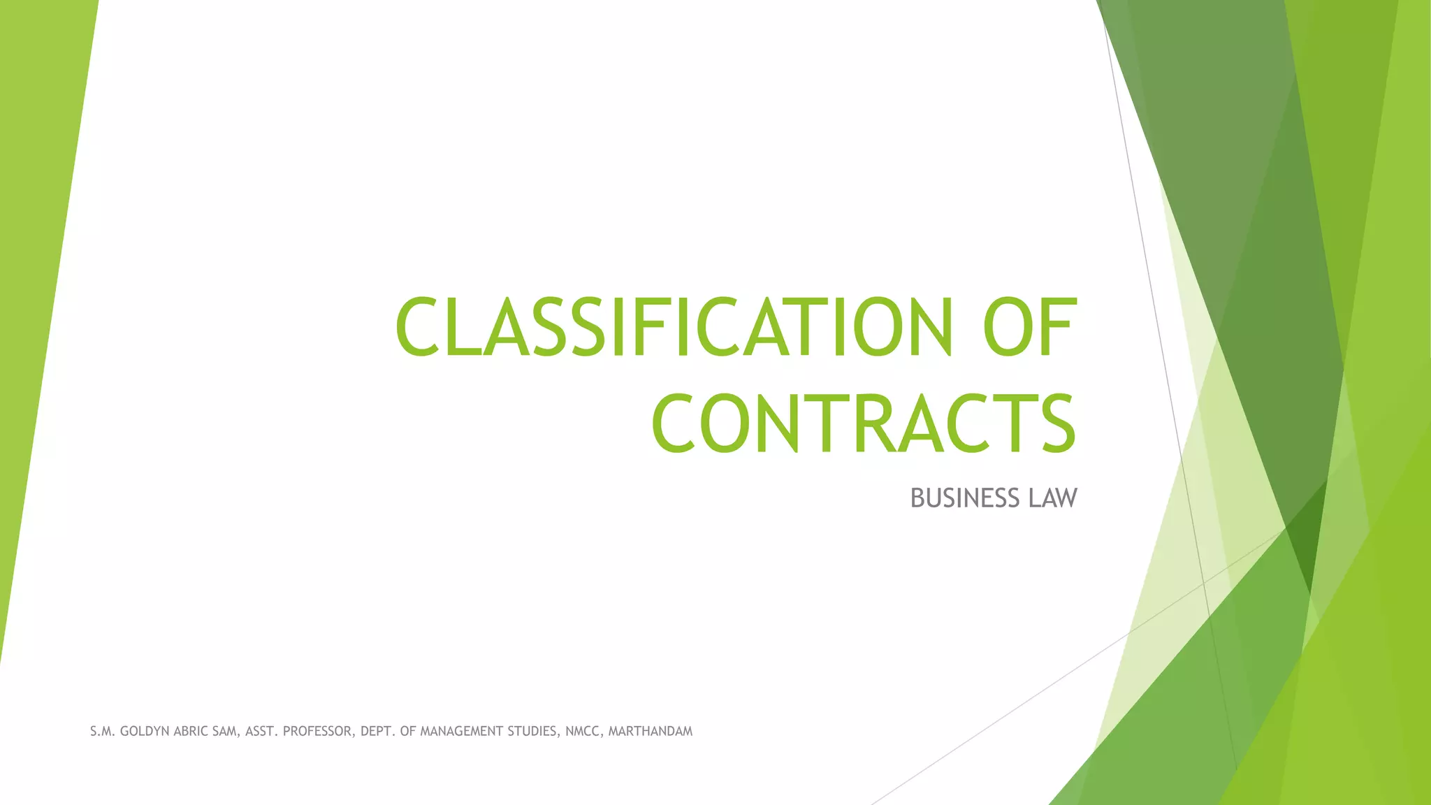 Classification of Contracts | PPTX | Law