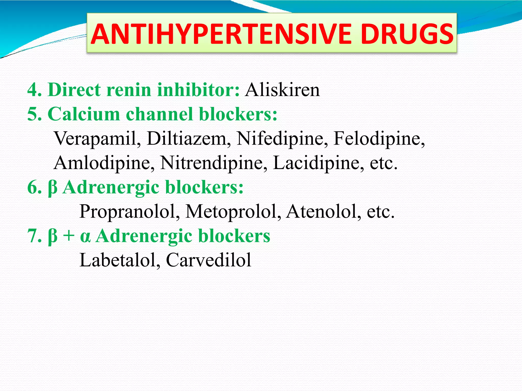 Anti hypertensive drugs- Unit I | PPTX
