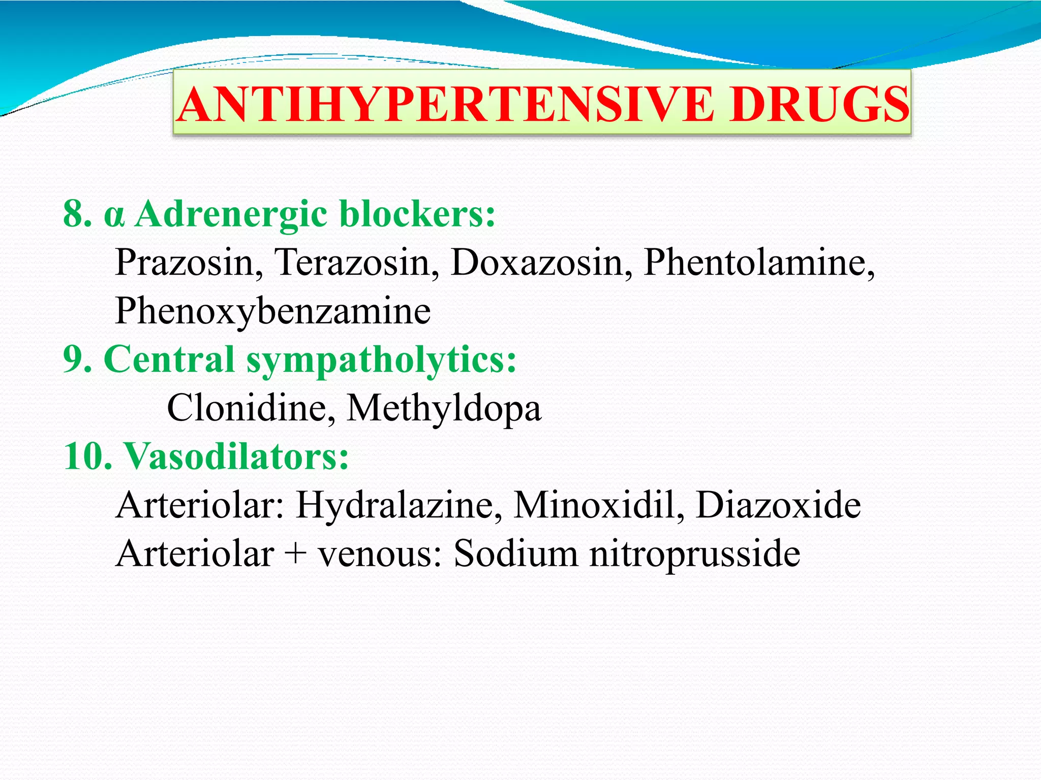 Anti hypertensive drugs- Unit I | PPTX
