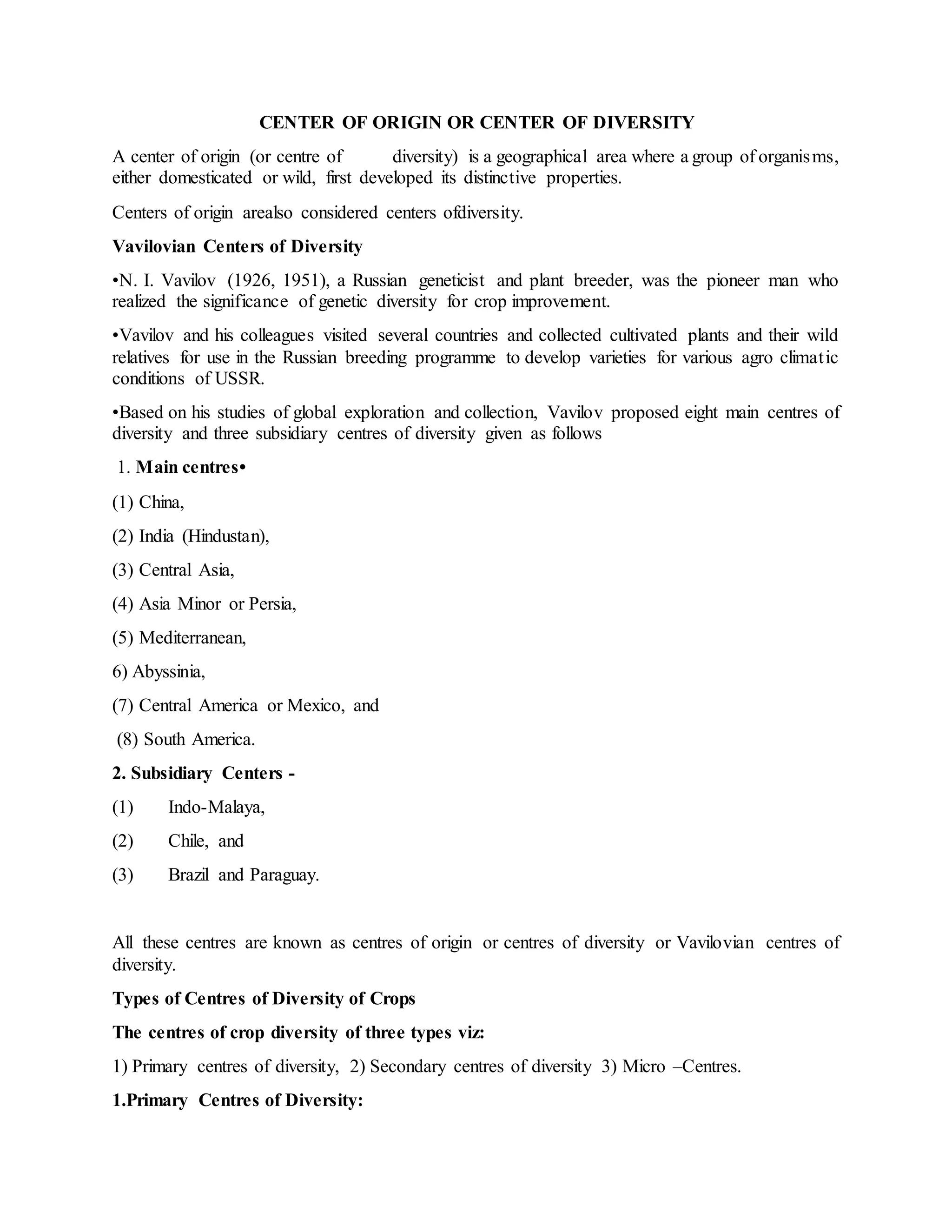 Unit i centers of origin(2) | DOCX