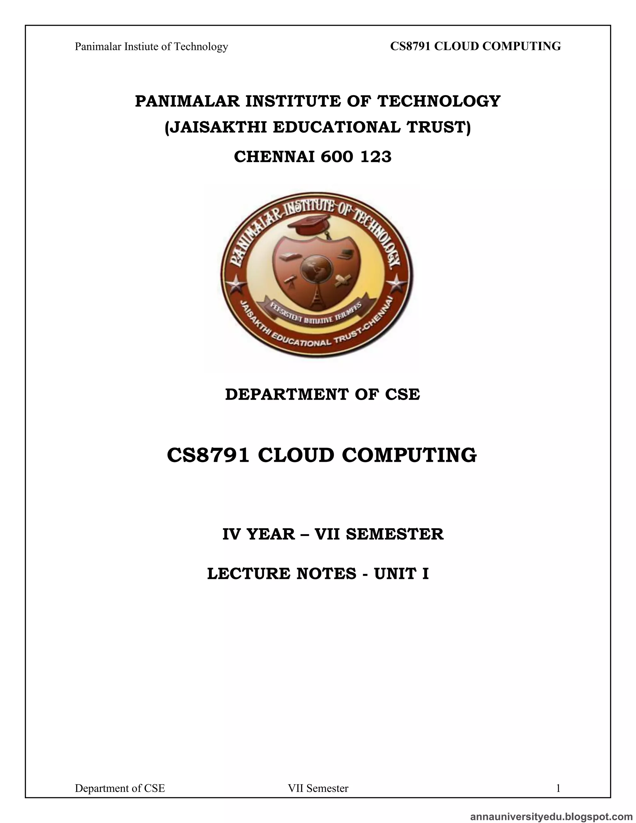 Unit i cloud computing | PDF