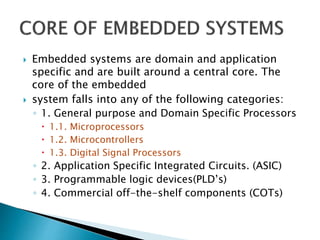 SYBSC IT SEM IV EMBEDDED SYSTEMS UNIT I Core of Embedded Systems | PPTX