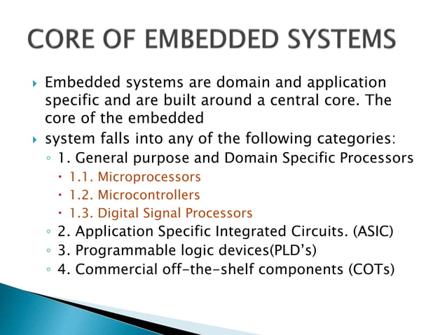 SYBSC IT SEM IV EMBEDDED SYSTEMS UNIT I Core of Embedded Systems | PPTX | Computing | Technology ...