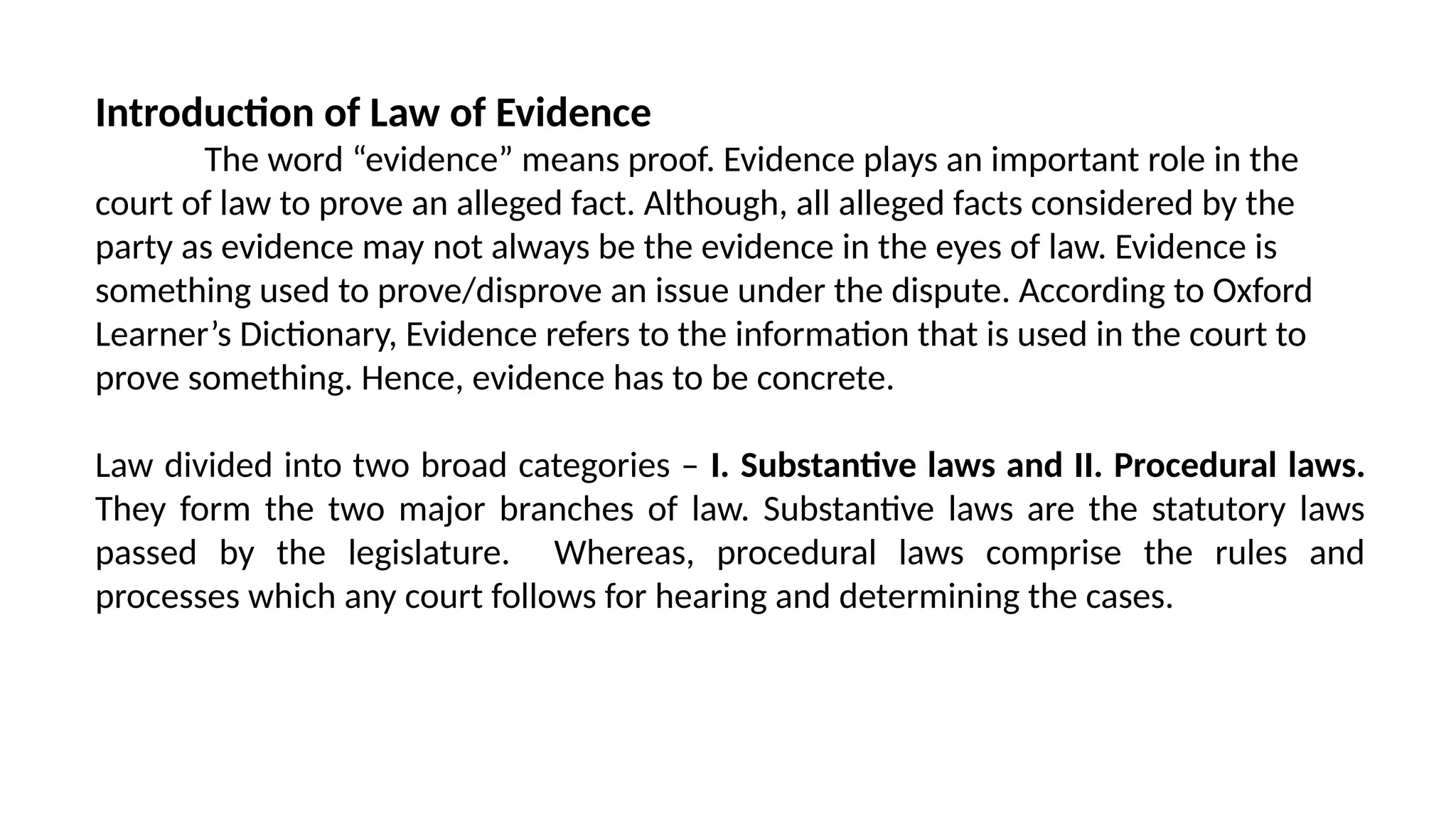 Unit I - Definition of law of Evidence.pptx