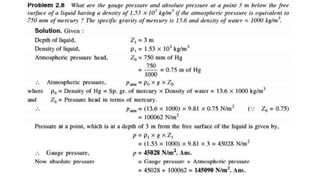 Fluid Mechanics - Fluid Pressure and its measurement | PPTX