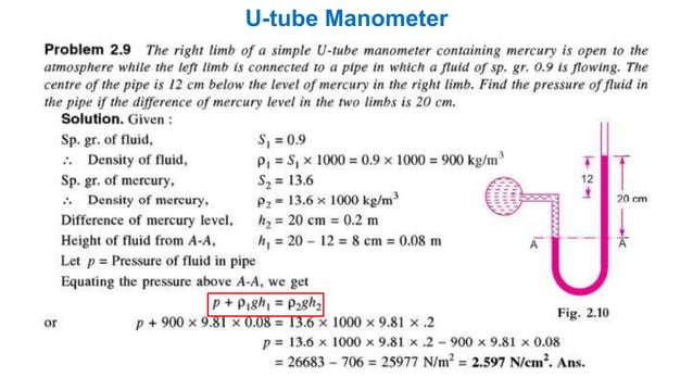 Fluid Mechanics - Fluid Pressure and its measurement | PPTX | Physics ...