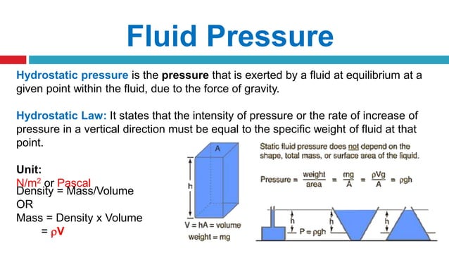 Fluid Mechanics - Fluid Pressure and its measurement | PPTX | Physics ...
