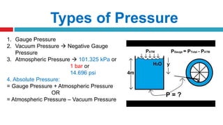 Fluid Mechanics - Fluid Pressure and its measurement | PPTX
